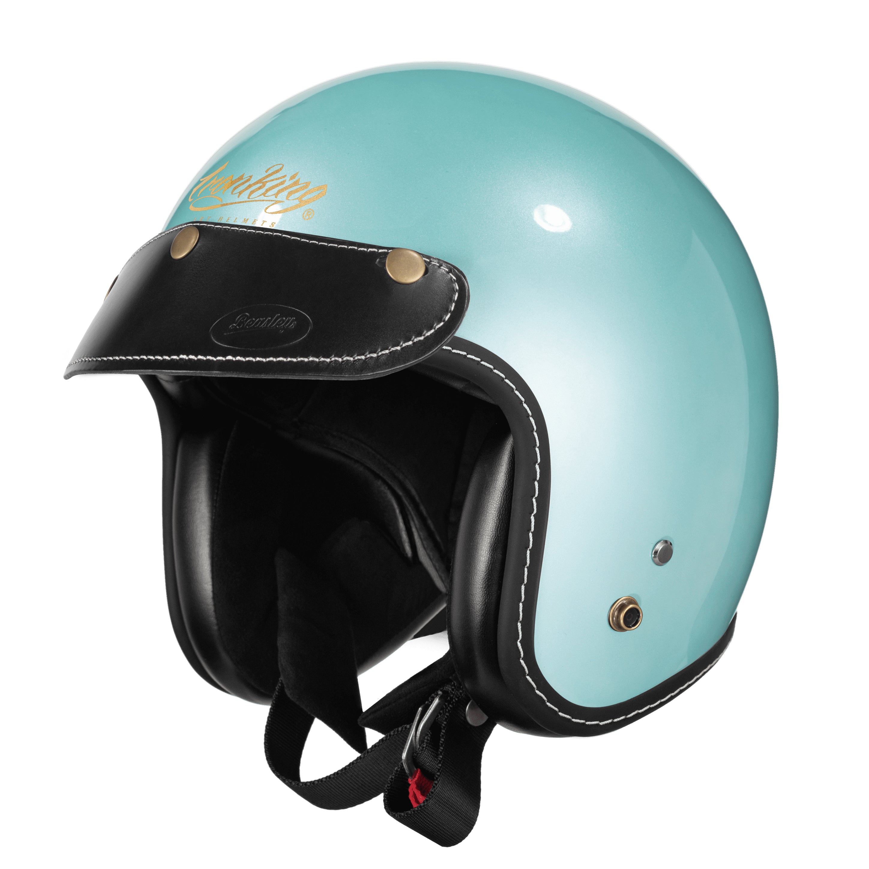 Timeless Style: Tiffany Blue Retro 3/4 Motorcycle Helmet – BikerStore