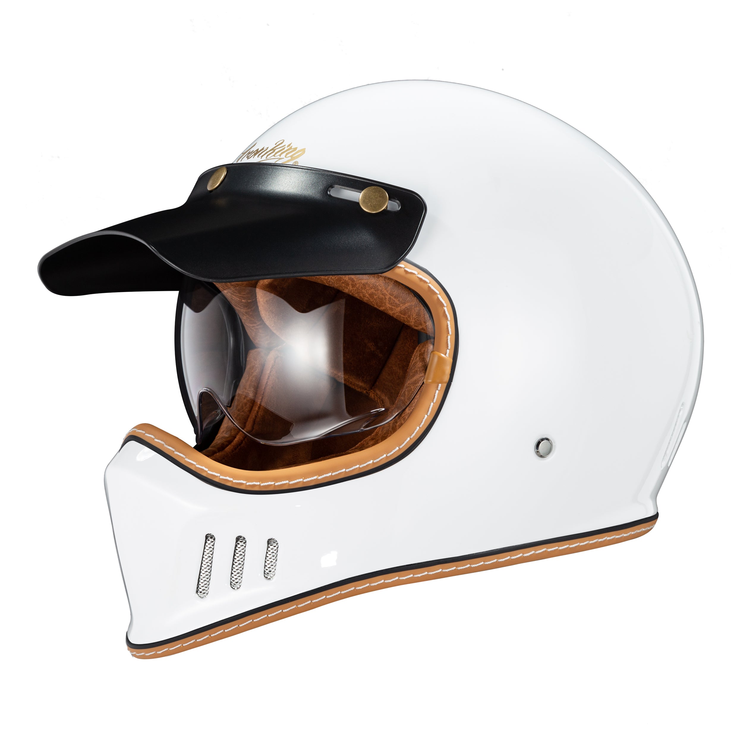 Ironking Helmet Lightweight Retro Full Face Helmet - White Fiberglass ...
